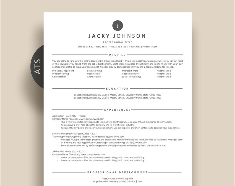 Clean Resume Template Google Docs, Word Pages, Professional Resume ...