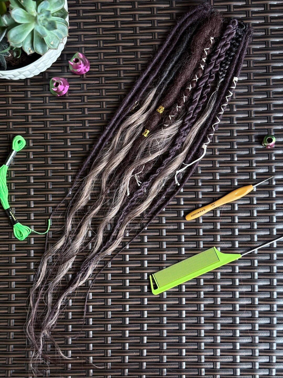 Deep Plum Boho Hair Clips – Dreads & Braids Mix – Handmade Festival ...