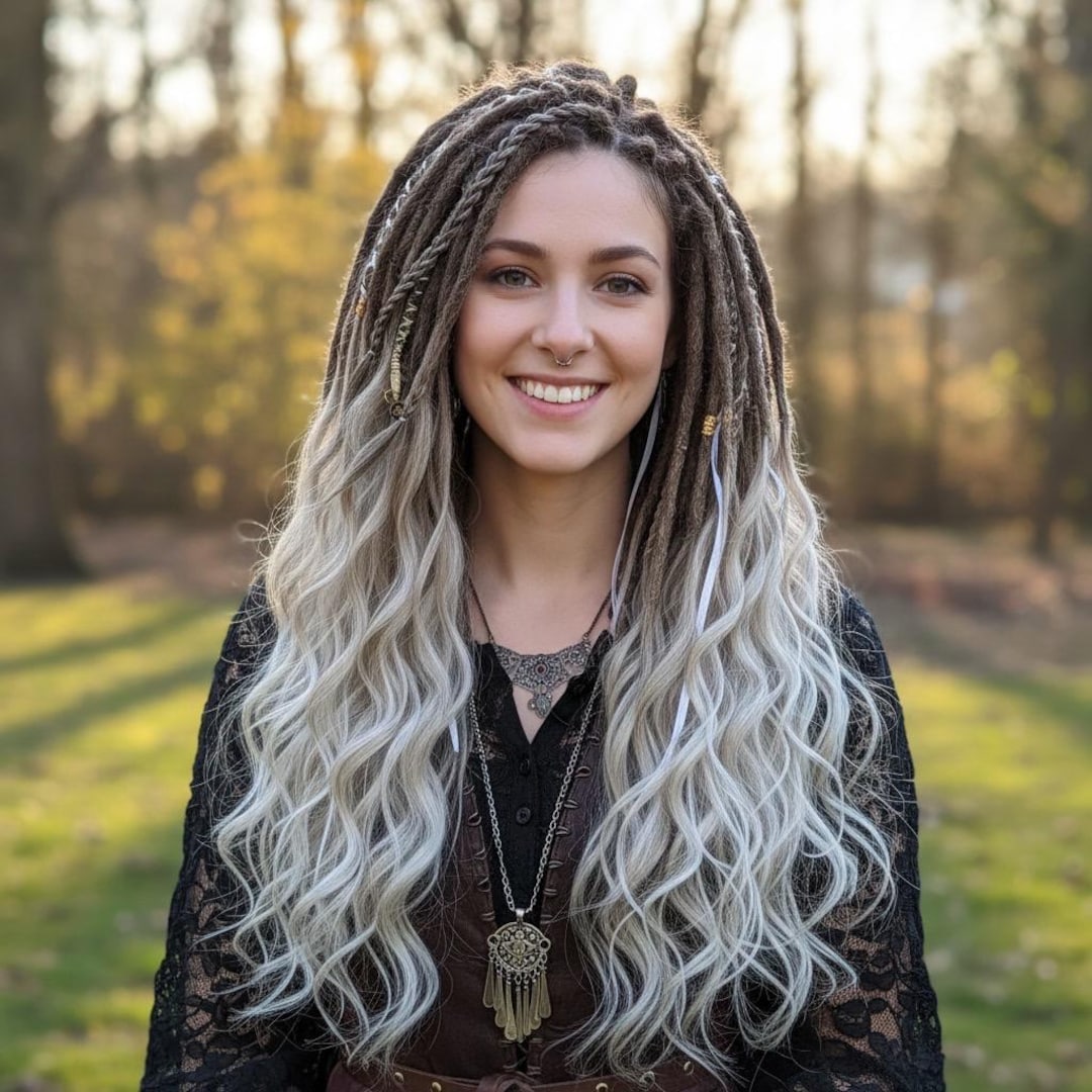 Handmade DE Dreads 50 Set, Ash Blonde Brown Mix, Boho Festival Hair 24 ...