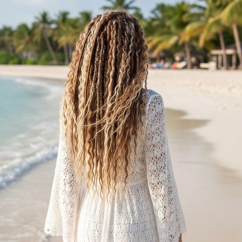 Curly Boho Dreadlocks Full Head Set, 50 DE Dreads, Blonde Mix Dread ...