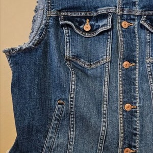 Boho Denim Vest, Upcycled Repurposed Denim Jacket, Distressed Jean ...