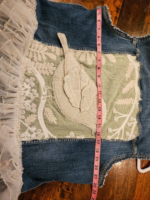 Boho Denim Vest, Upcycled Repurposed Denim Jacket, Distressed Jean ...