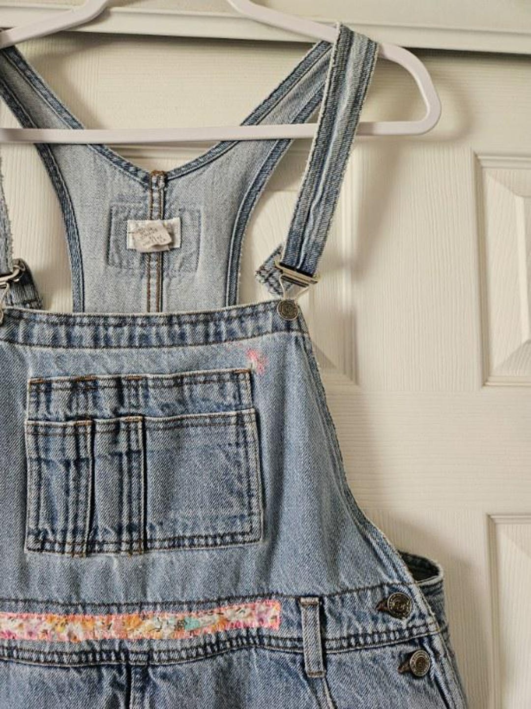 Women's Blue Denim Overalls With Colorful Patches Grunge Overalls/boho ...
