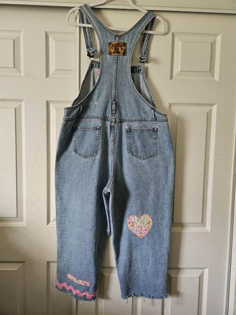 Women's Blue Denim Overalls With Colorful Patches Grunge Overalls/boho ...