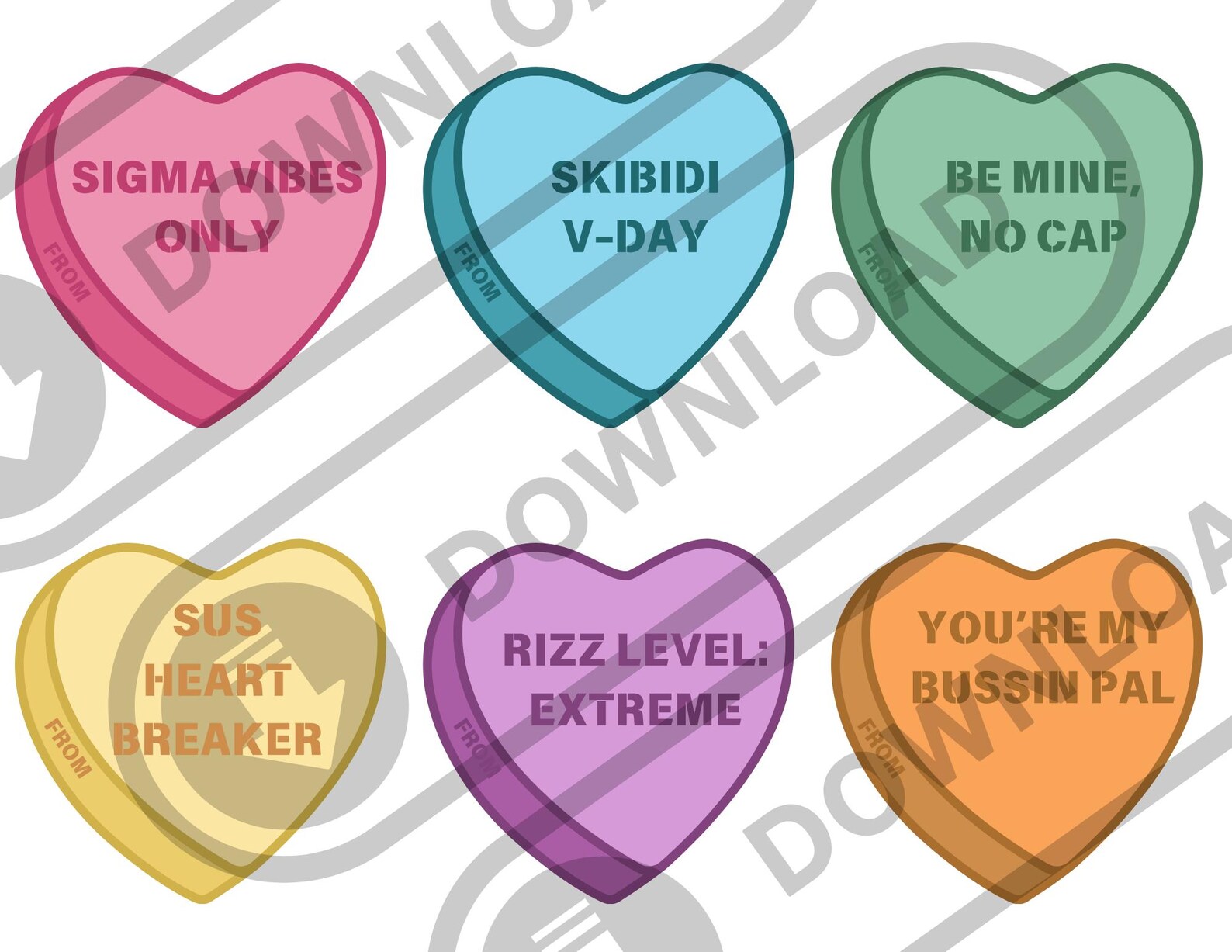 Skibidi Valentines: Gen Z Candy Heart Printables - No Cap, Pure Fire ...