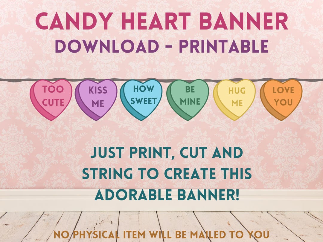 Valentine Conversation Candy Hearts Banner Valentine Candy Hearts ...