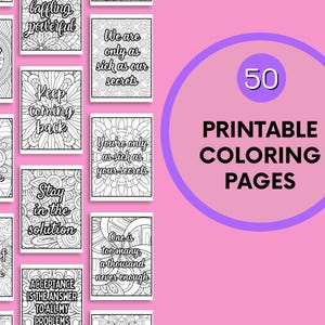 Sobriety Coloring Pages, Printable Coloring Book, 50 Sober Motivational ...