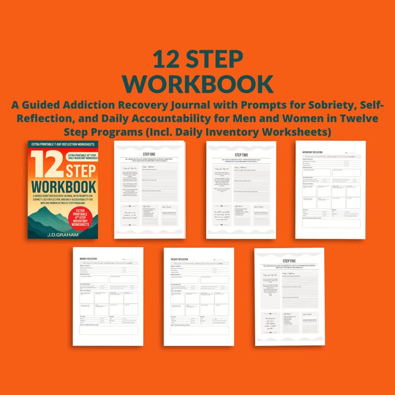 12 Step Recovery Journal: Sobriety Worksheets, Step 4 & 10 (digital ...