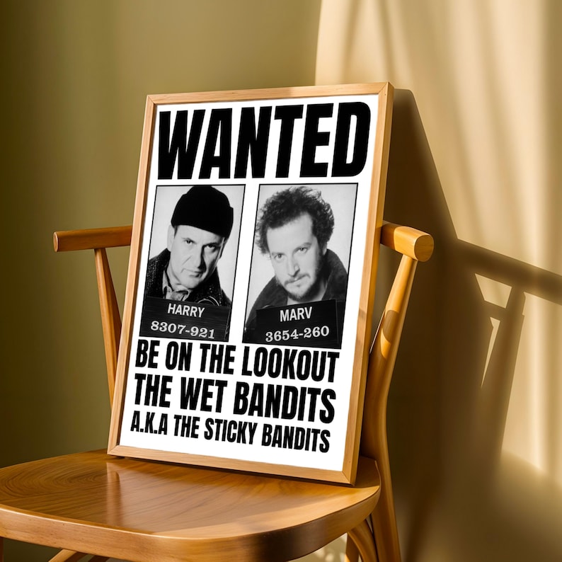Home Alone the Wet Bandits Harry and Marv Wanted Poster Christmas Movie ...