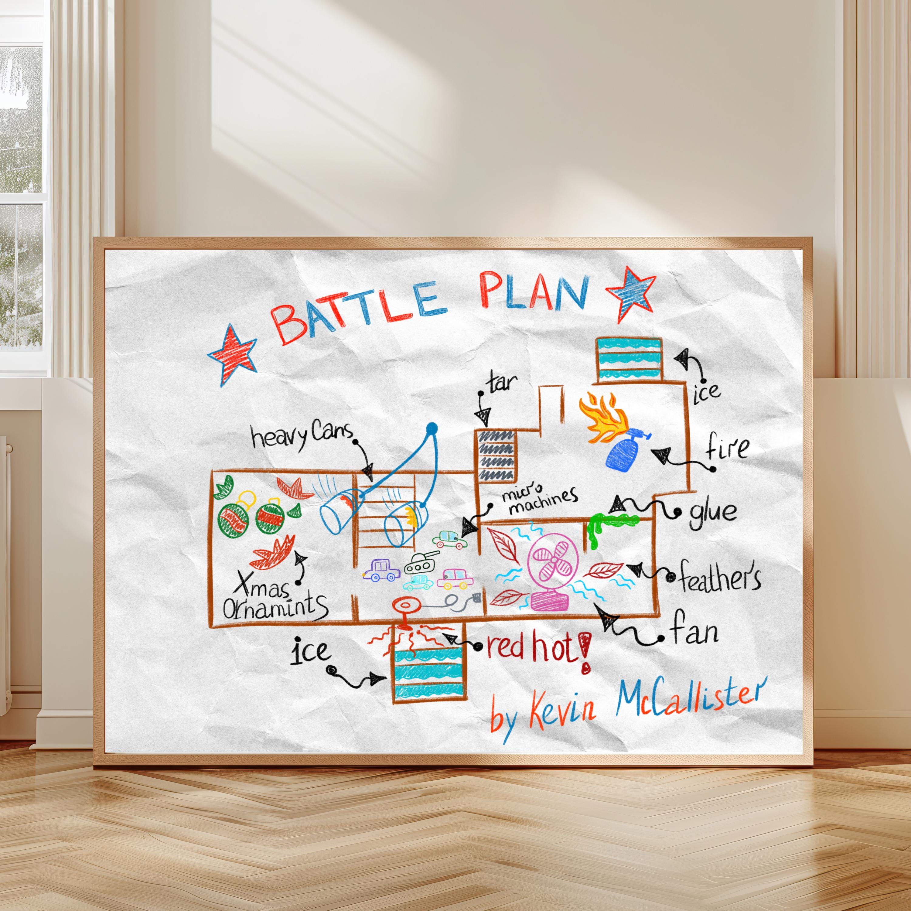 Home Alone Battle Plan Map Print, Christmas Decor Holiday Movie ...