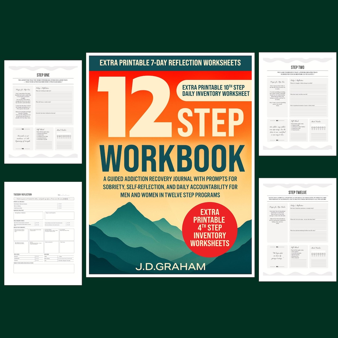 12 Step Recovery Journal: Sobriety Worksheets, Step 4 & 10 (digital ...
