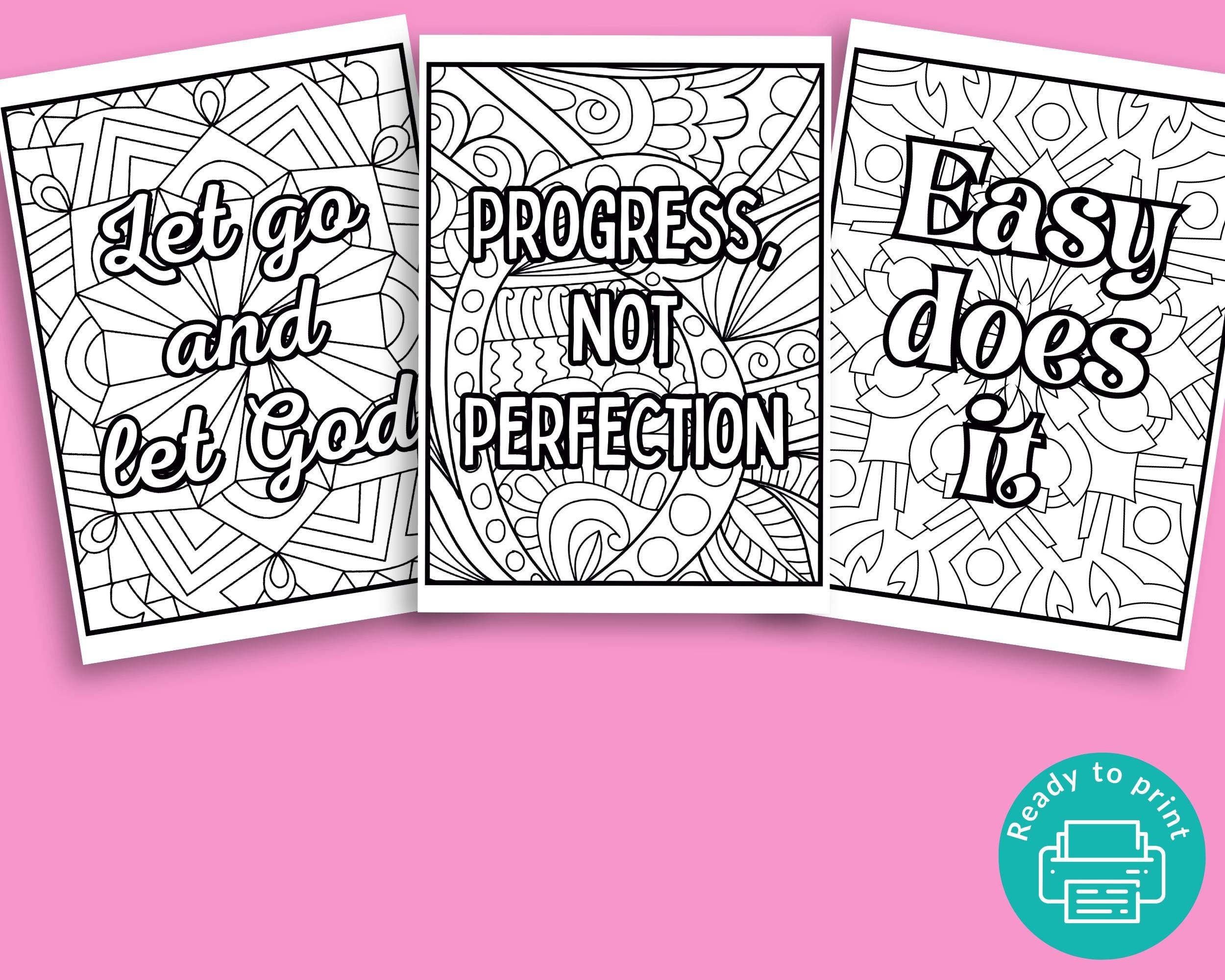 Sobriety Coloring Pages, Printable Coloring Book, 50 Sober Motivational ...