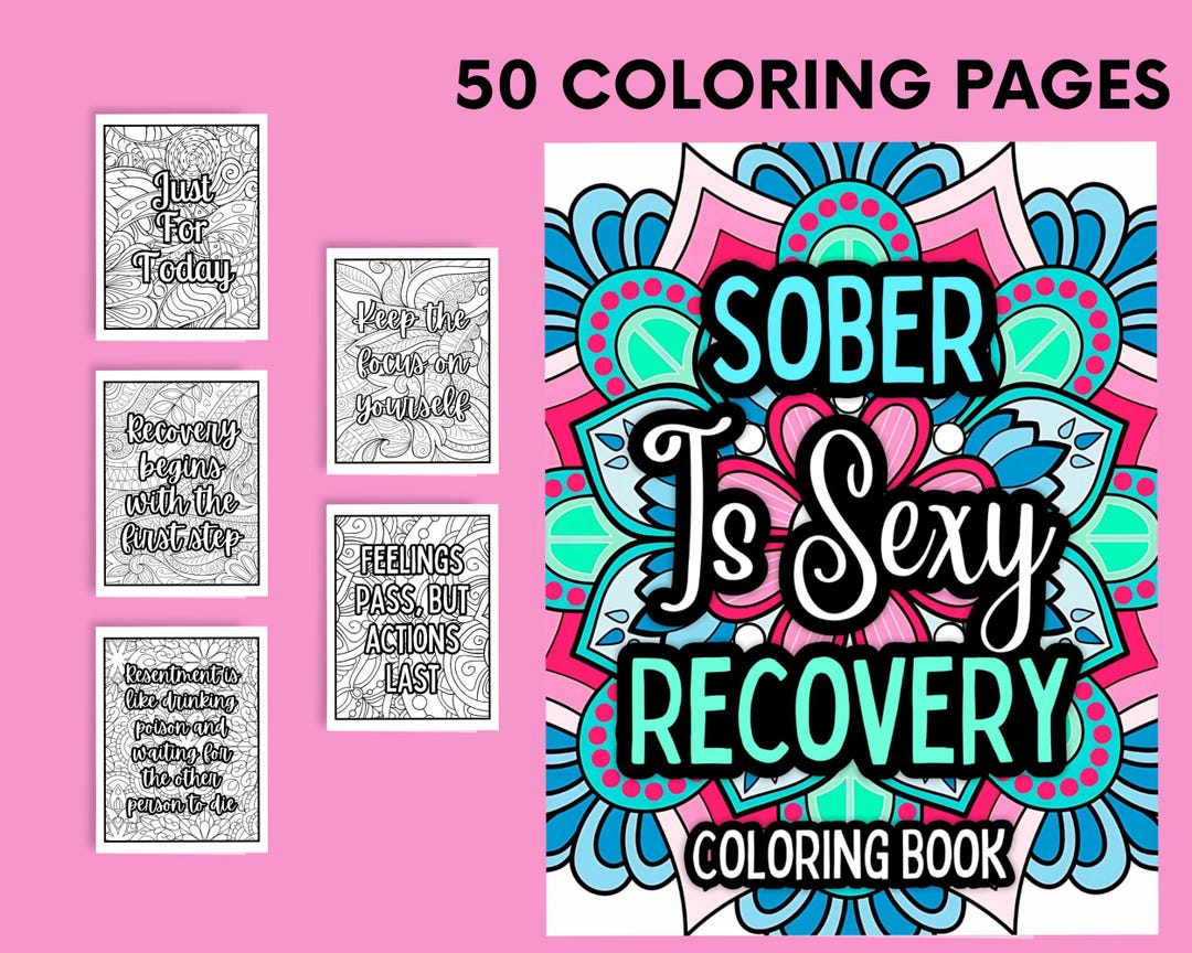 Sobriety Coloring Pages, Printable Coloring Book, 50 Sober Motivational ...