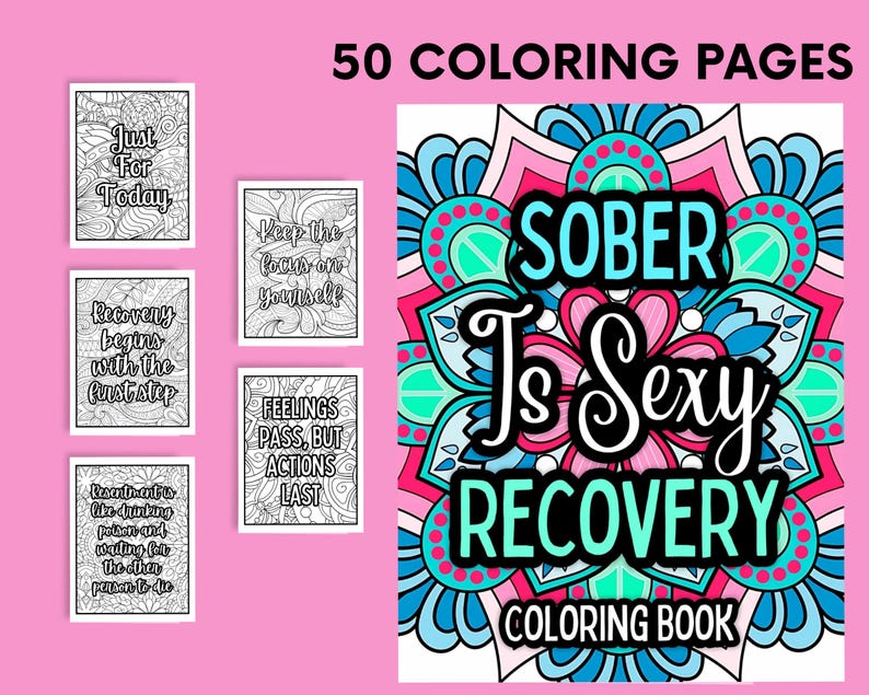 Sobriety Coloring Pages, Printable Coloring Book, 50 Sober Motivational ...