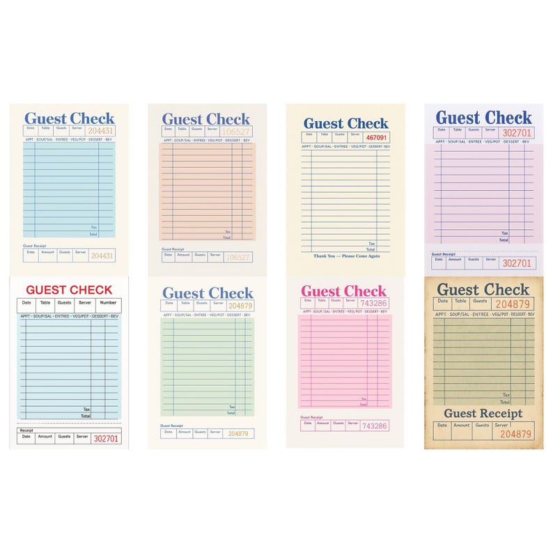 Retro Diner Guest Check Art Prints: Kitchen Wall Decor (digital ...
