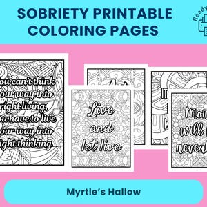 Sobriety Coloring Pages, Printable Coloring Book, 50 Sober Motivational ...