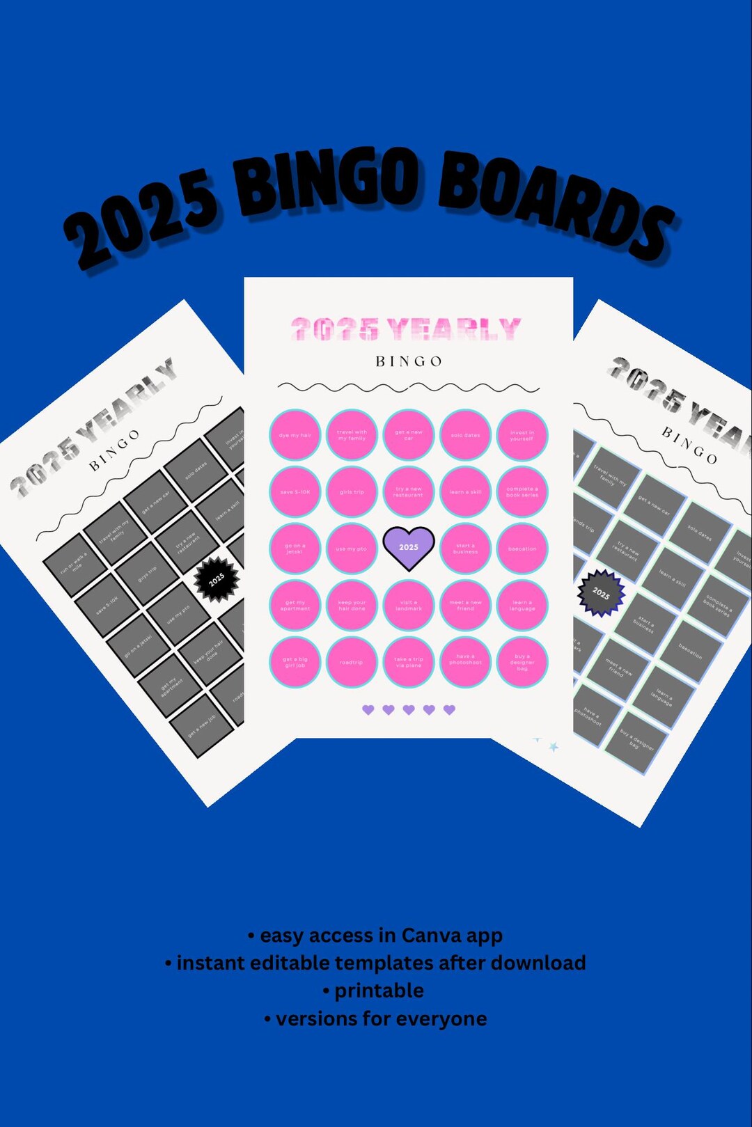 2025 Yearly Bingo Vision Board - Etsy