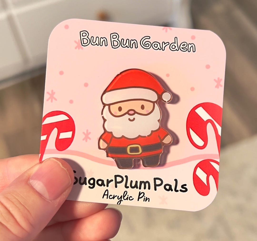 Santa Pal Christmas Chibi Kawaii Acrylic Pin - Etsy