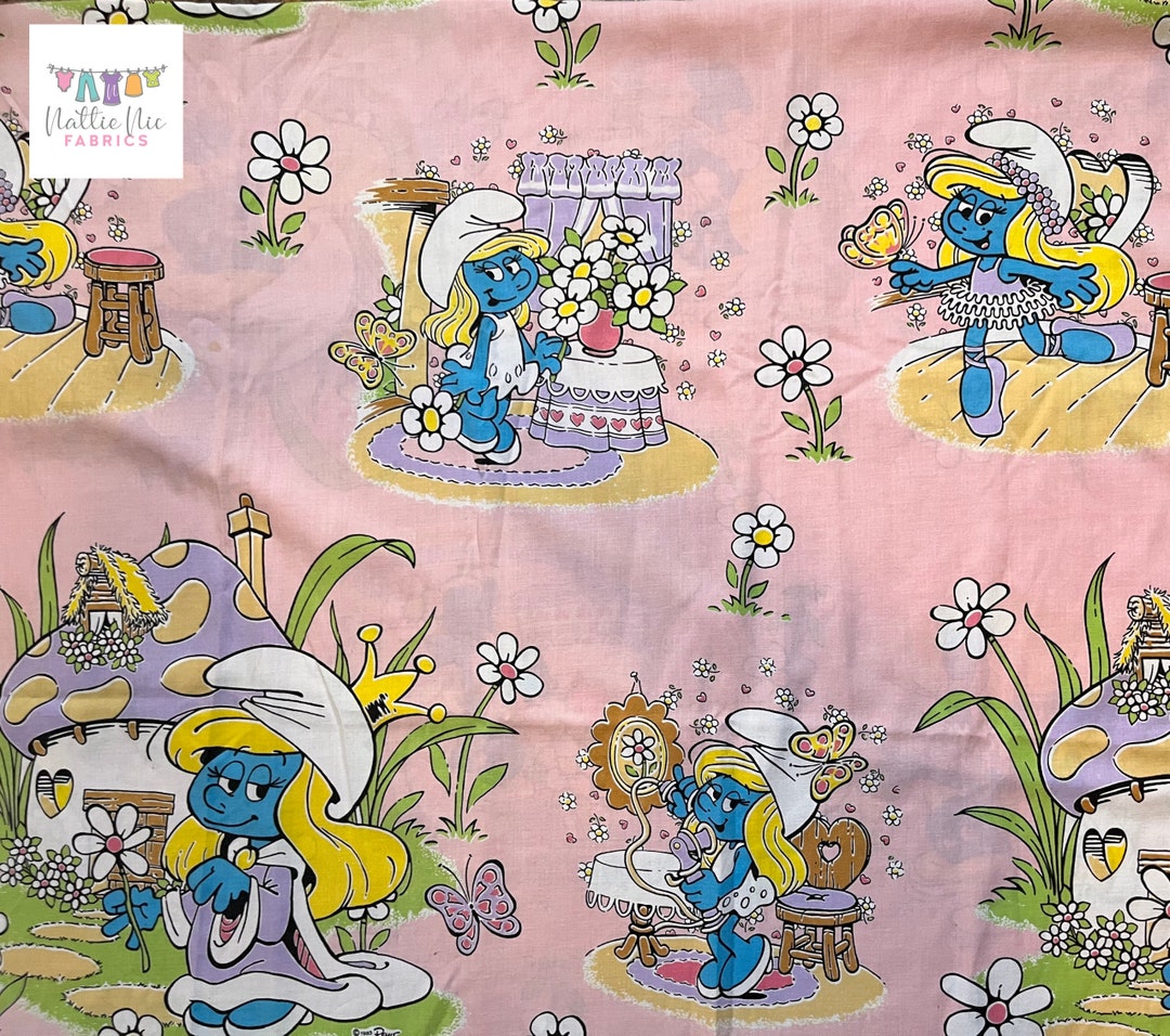 Twin Pink Smurfette Set of Vintage Sheets, Plus One Pillowcase, Lawtex ...