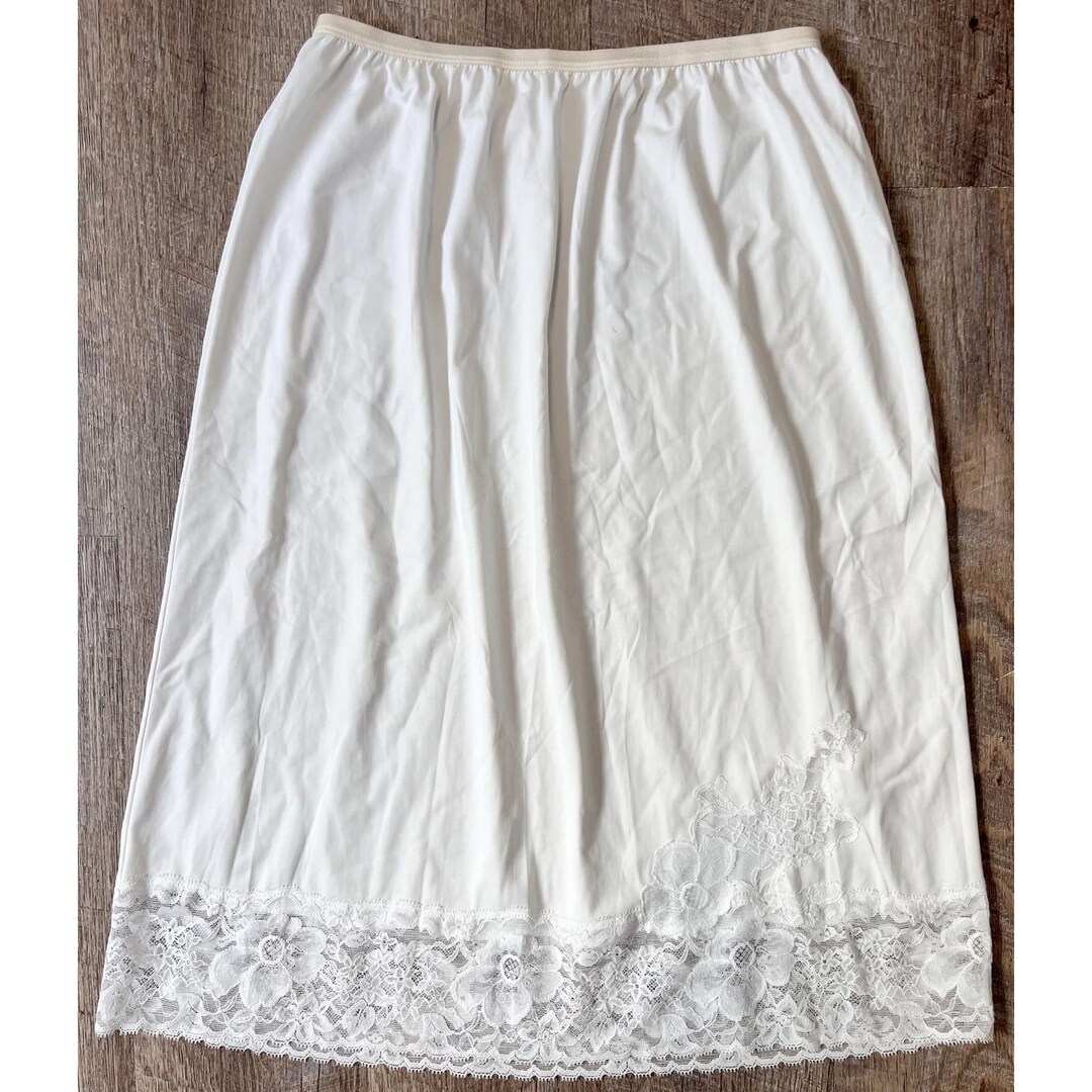 Vintage Half Slip With Lace Detail in White Size L - Etsy