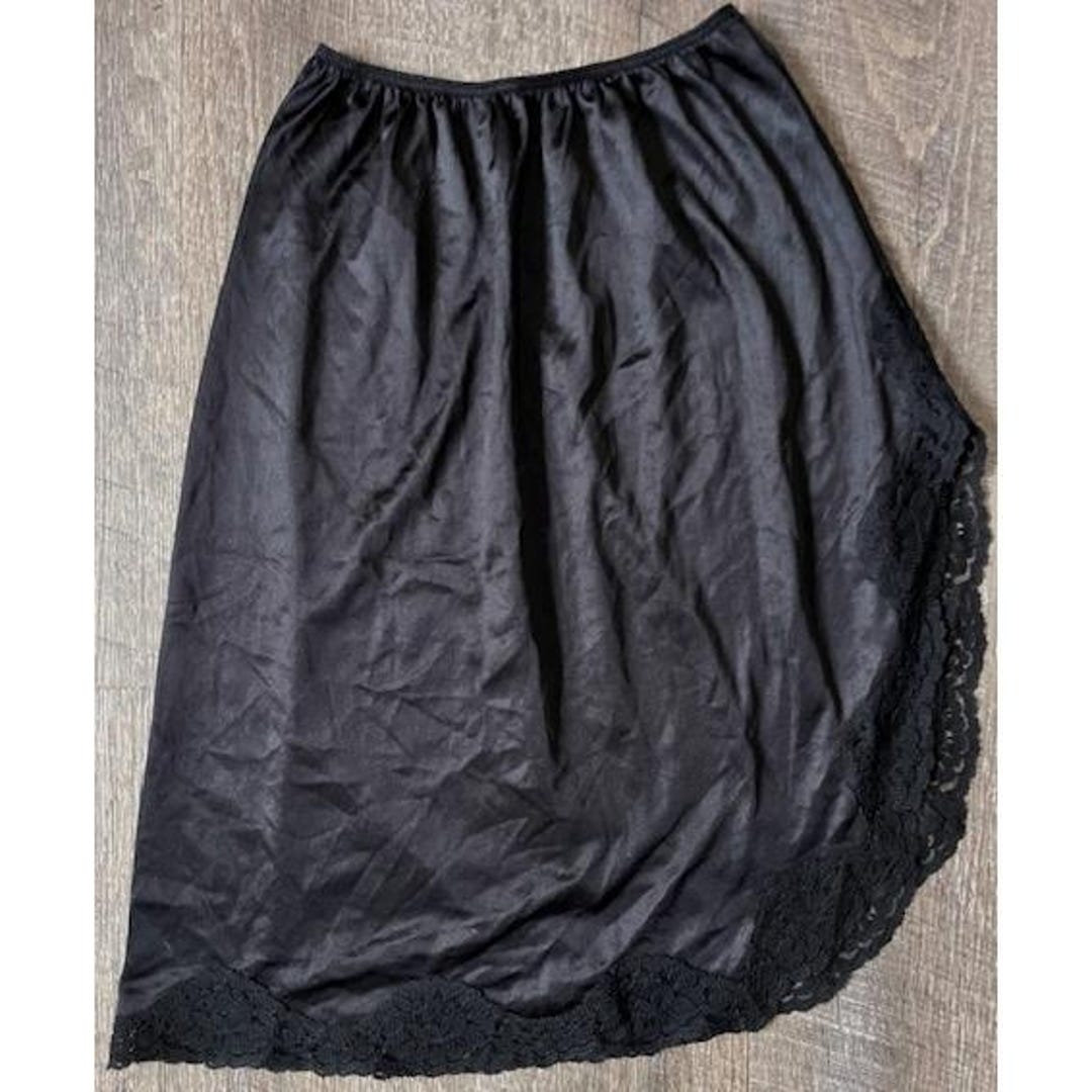 Vintage Black Half Slip With Lace Trim Sears Size Small - Etsy
