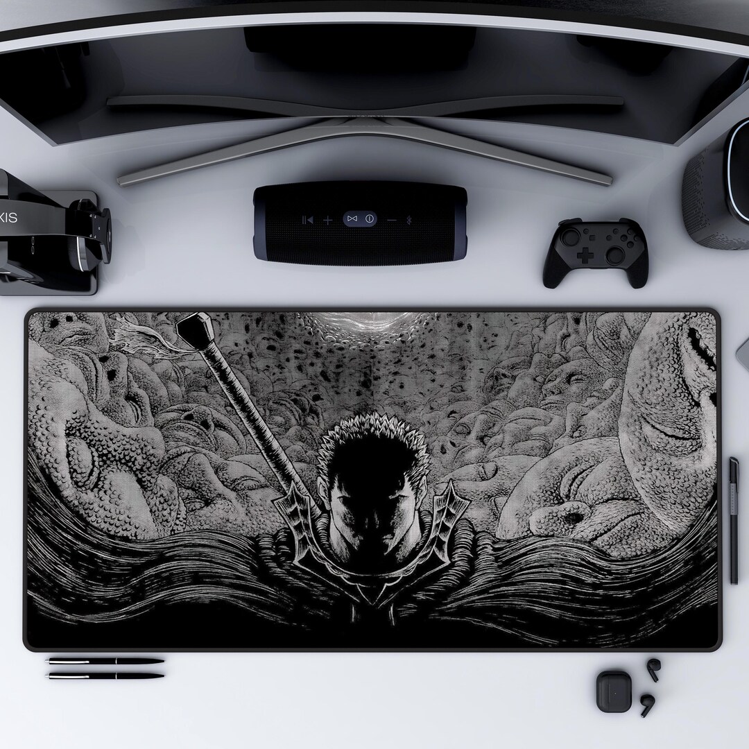 Berserk Guts Black and White Desk Mat, Minimalist-themed Mousepad ...