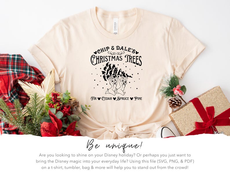 Chip and Dale Christmas Trees Tshirt SVG, Holiday Vacation Tee Design ...