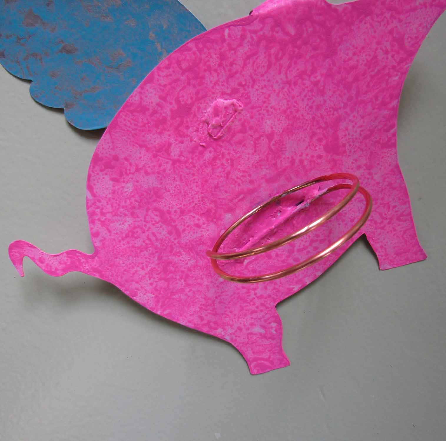 Pig Art Metal Sculpture Flying Pig Tree Topper Pink Turquoise - Etsy