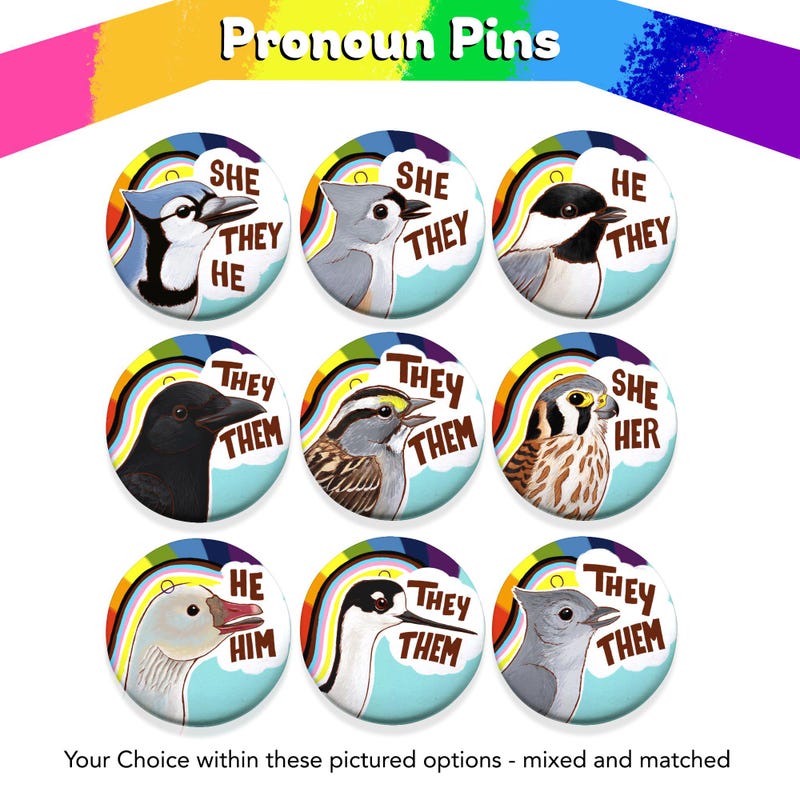Pronoun Pins - Etsy