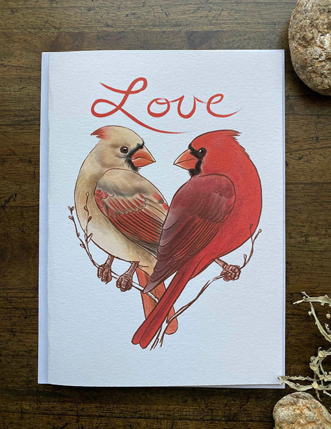 Cardinal Pair Love 5x7 Fine Art Card - Etsy