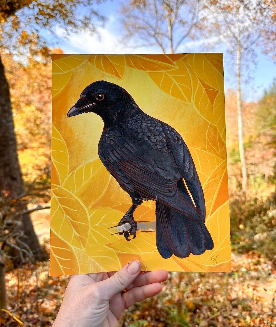 Fall Crow Print - Etsy