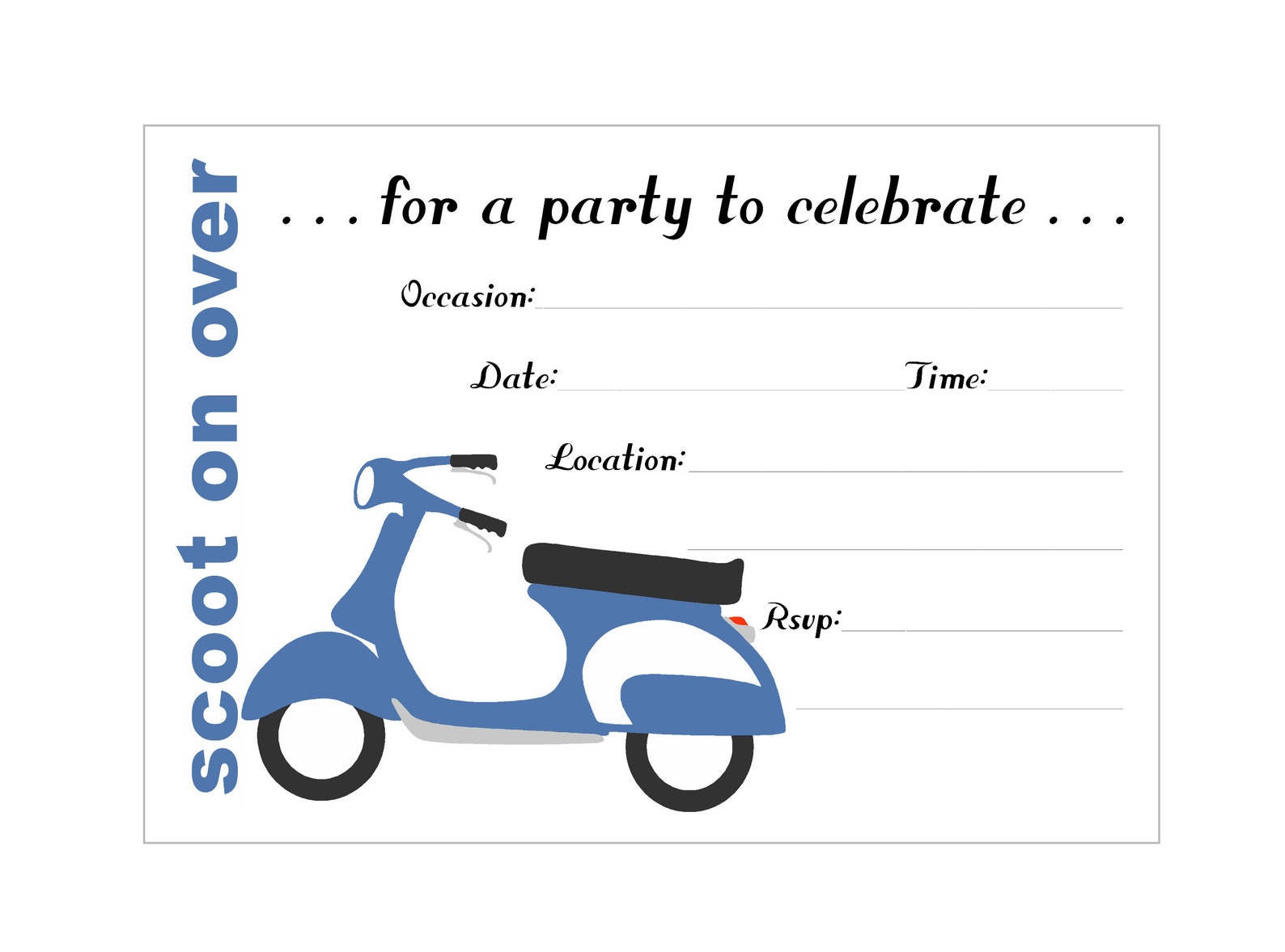 Scooter Birthday Invitation Fill In - Etsy