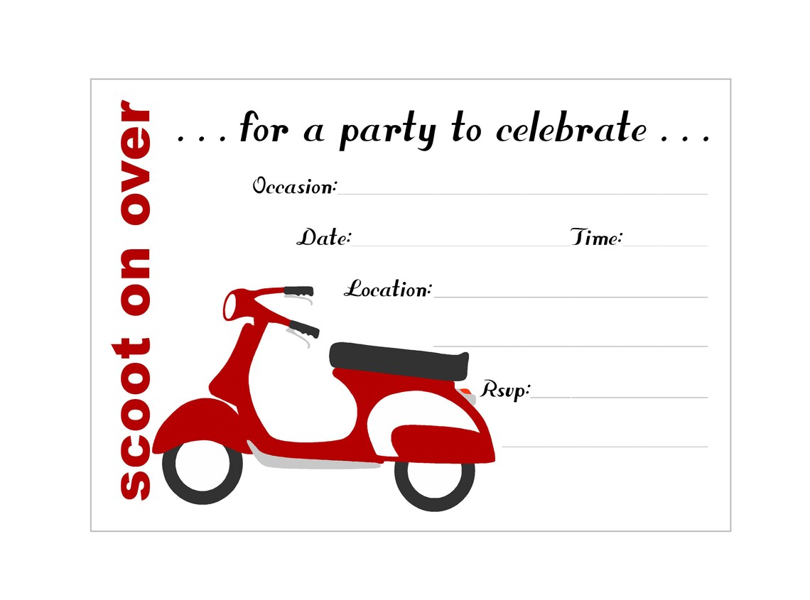 Scooter Birthday Invitation Fill In - Etsy