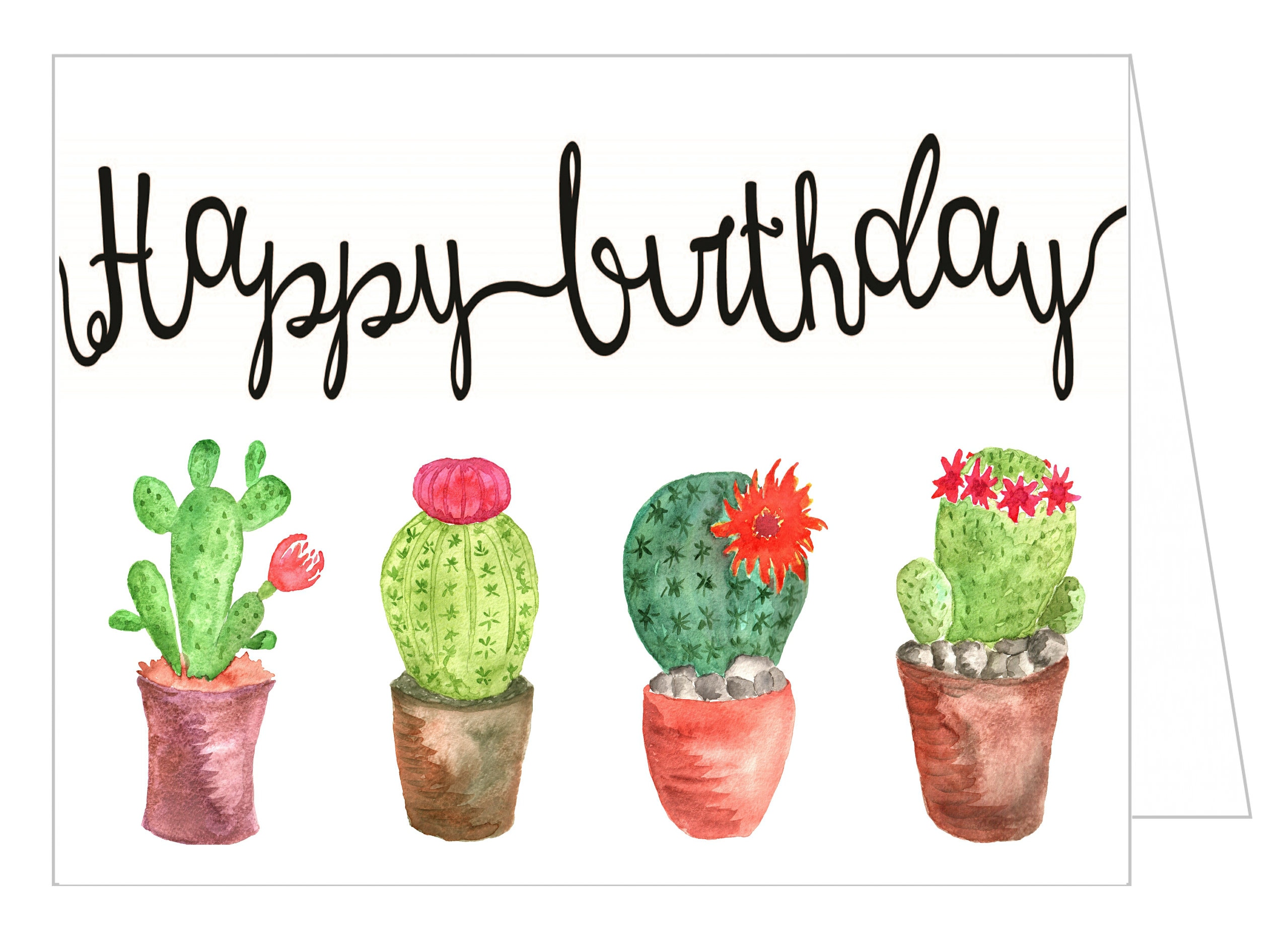 Cactus Happy Birthday Card - Etsy