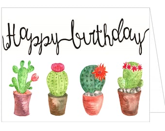 Cactus Happy Birthday Card - Etsy