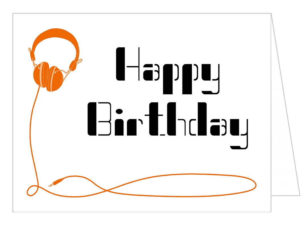 Headphones Birthday Card - Etsy