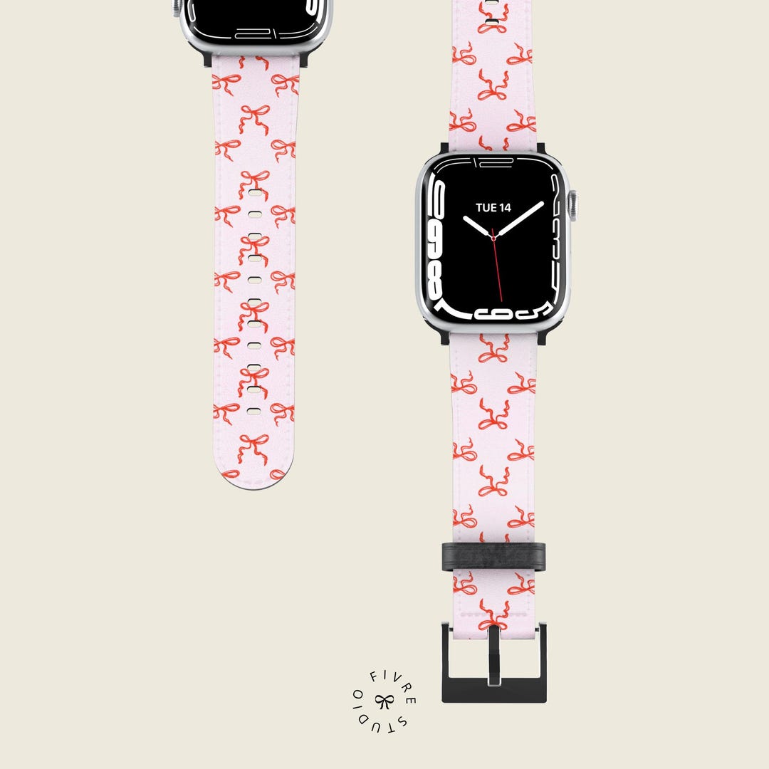 Pastel Pink Apple Watch Strap With Bows Apple Watch Band Kawaii Style ...