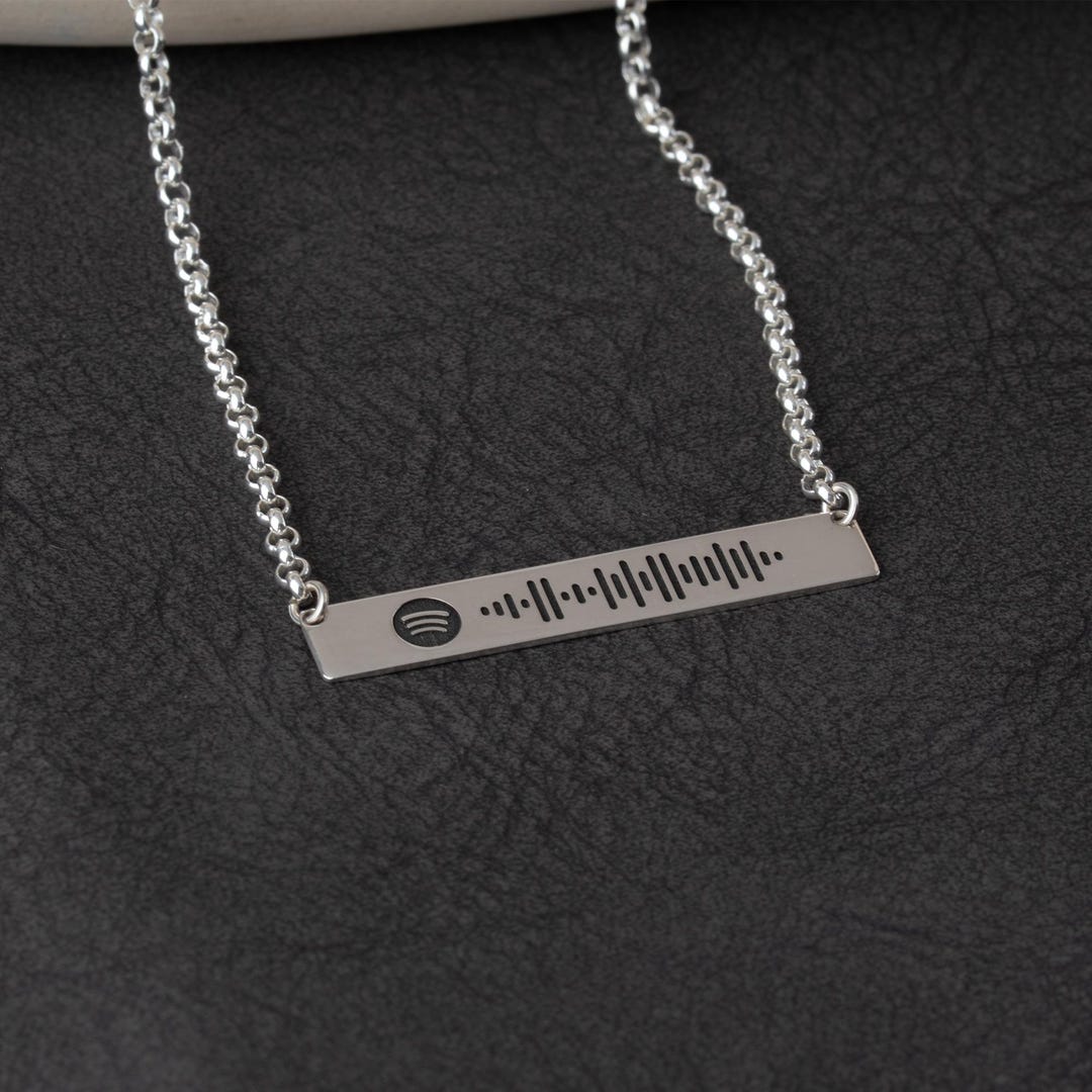 Custom Spotify Code Necklace: Engraved Sterling Silver Music Pendant - Etsy