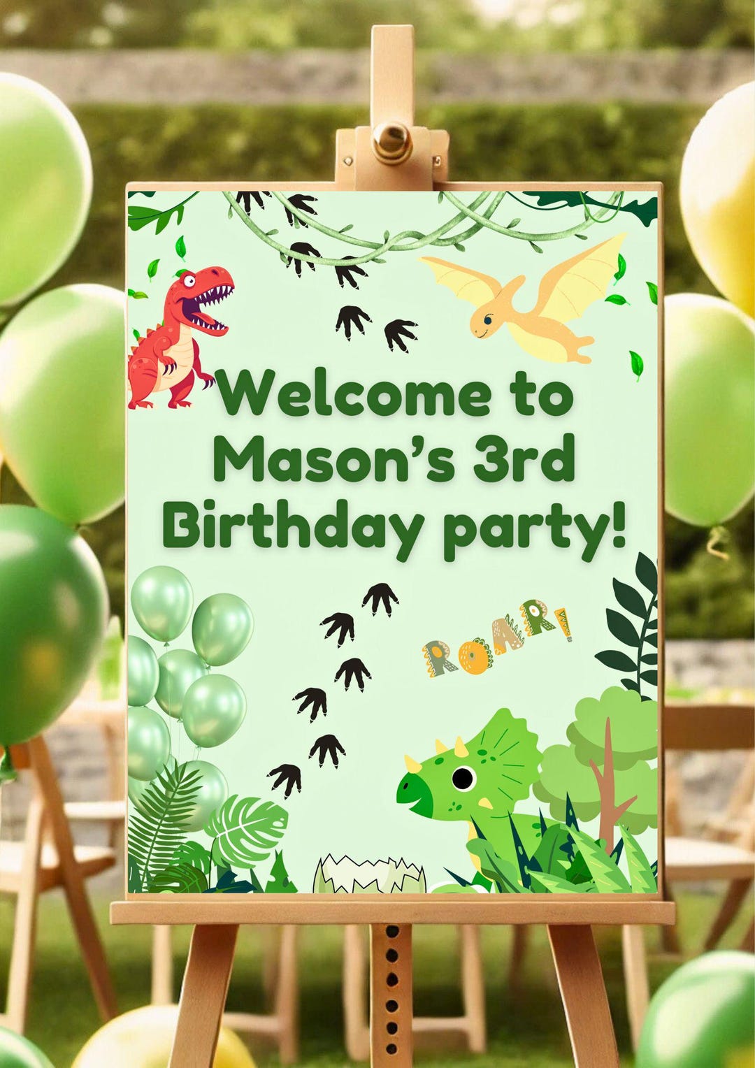 Editable Dinosaur Birthday Welcome Sign-digital Download for Kids Party ...