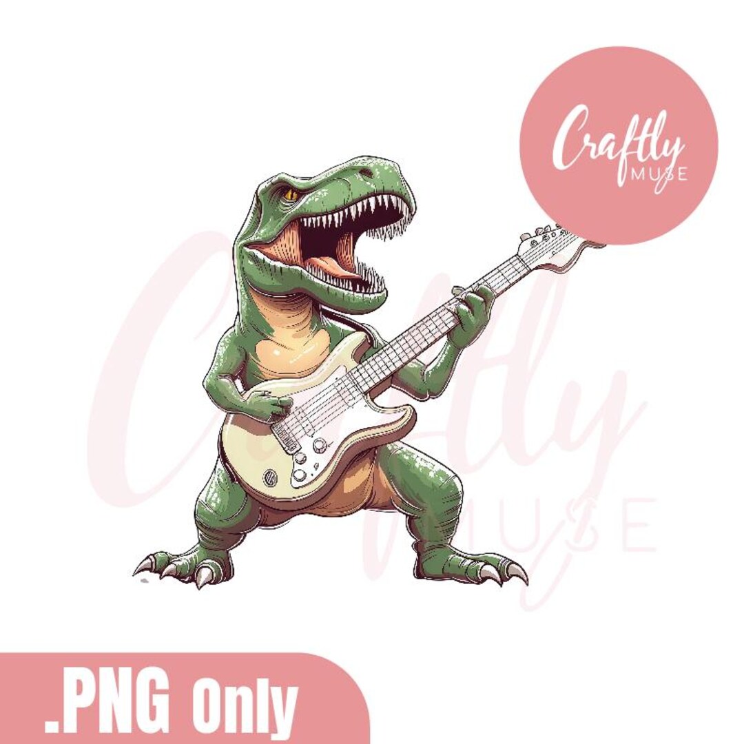 T-rex Png, Dinosaur Png, Rockstar T-rex Playing Electric Guitar, Funny ...