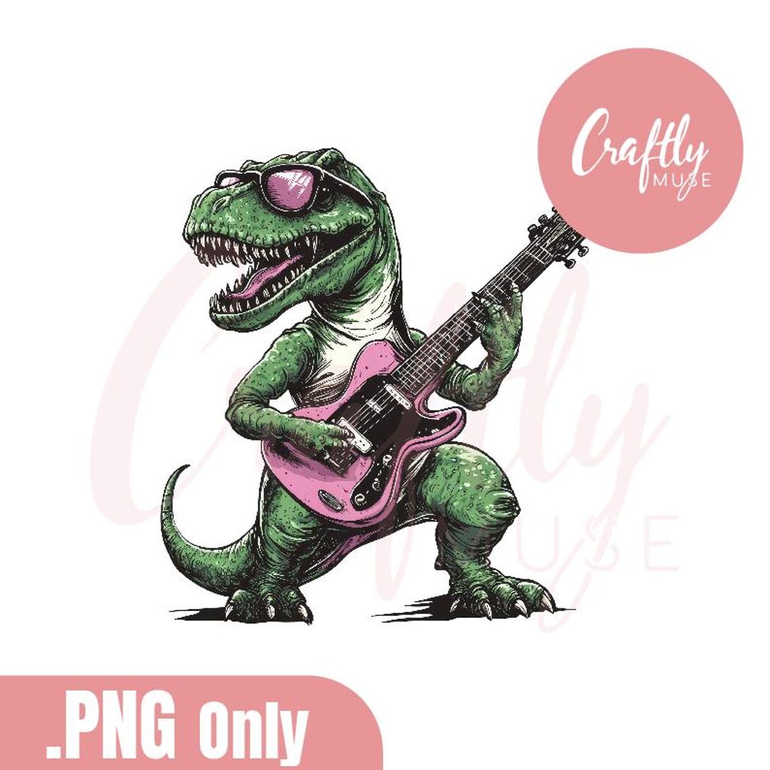 Rockstar T-rex Playing Electric Guitar, T-rex Png, Dinosaur Png, Funny ...