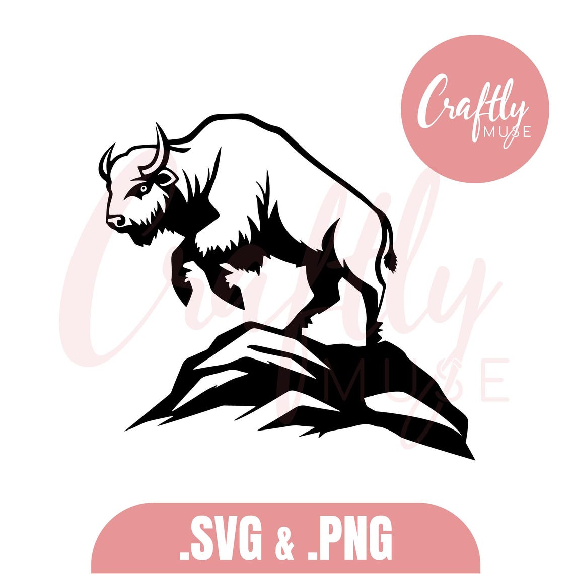 Bison Climbing up to a Rock, Bison Svg, Bison Svg Bundle, Bison Cut ...