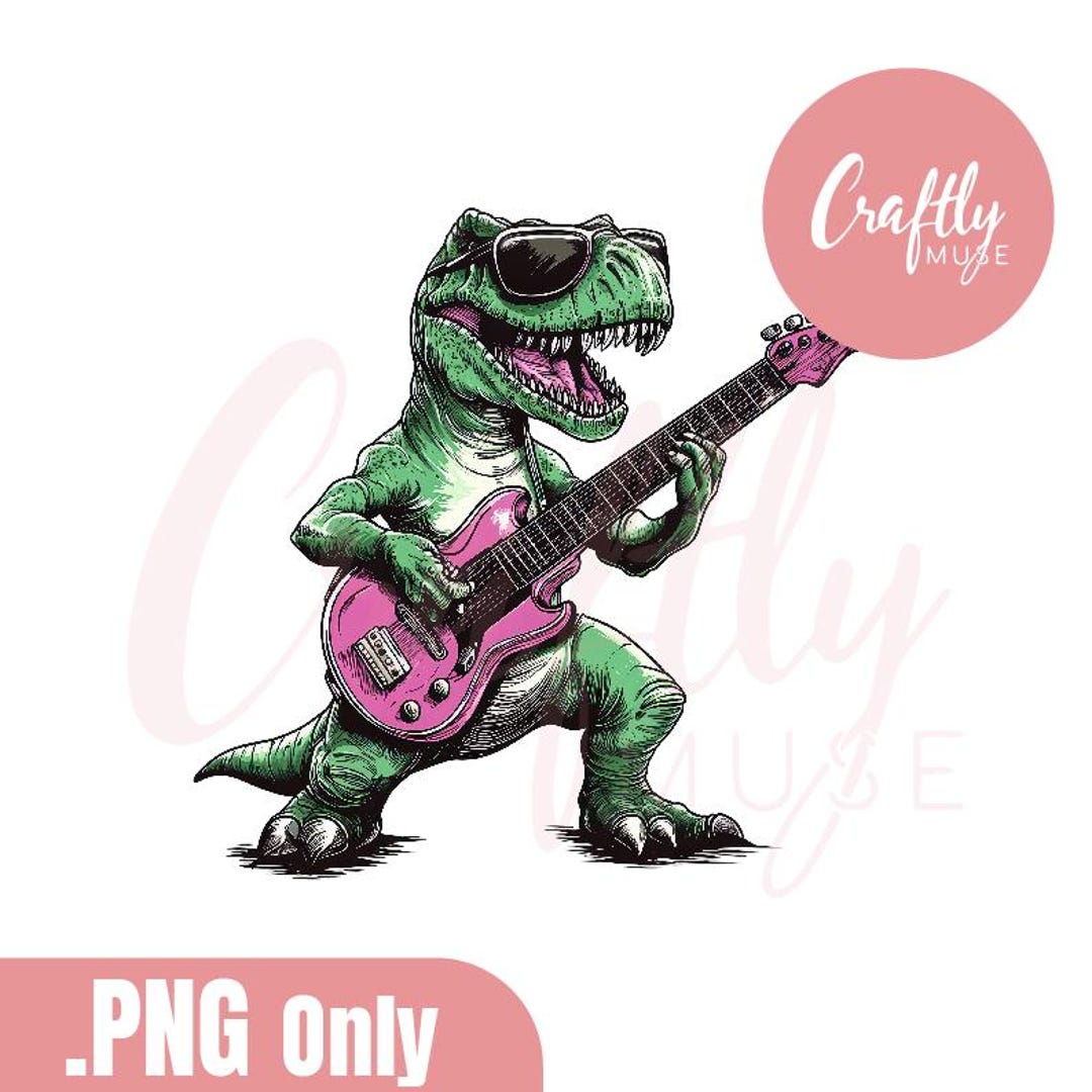 T-rex Playing Electric Guitar, T-rex Png, Dinosaur Png, Funny Dinosaur ...