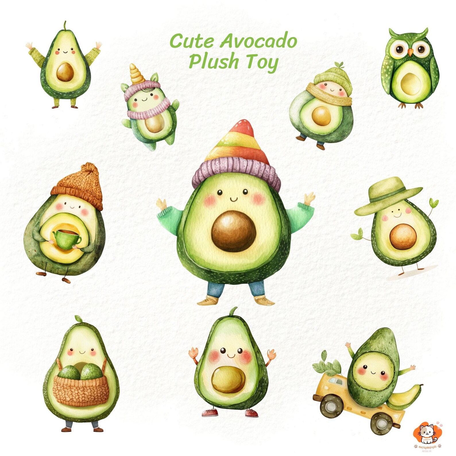 Avocado Watercolor Art Print: Kitchen & Home Decor (digital Download ...