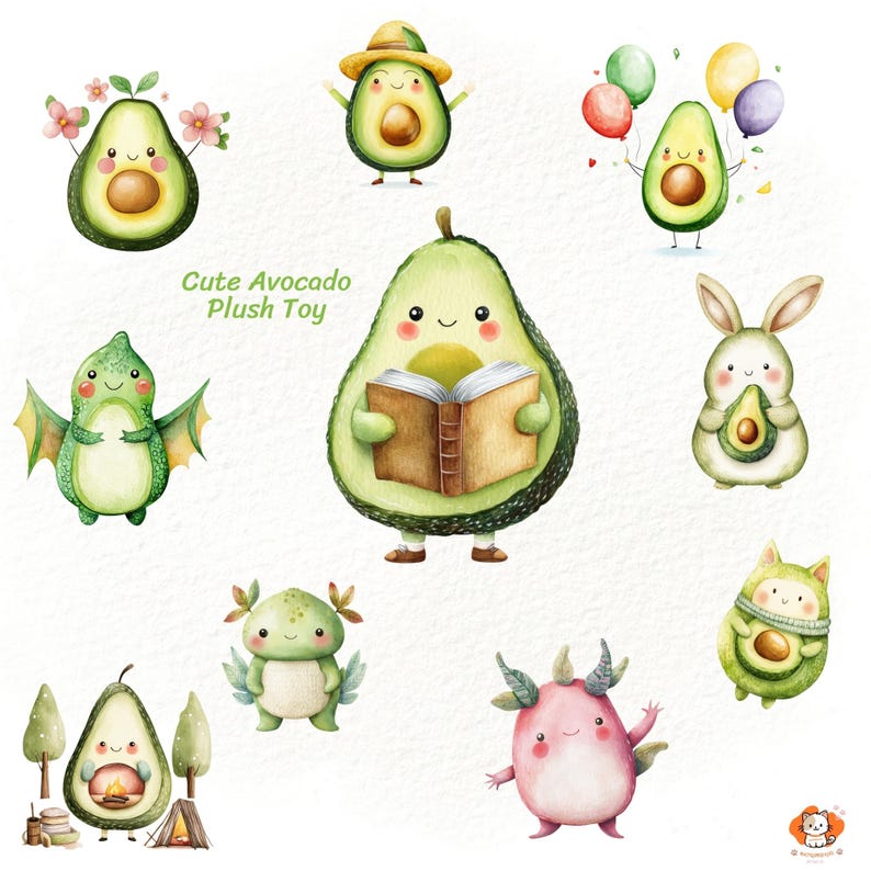 Cute Avocado Watercolor Art Print – Hand-painted Avocado Illustration ...