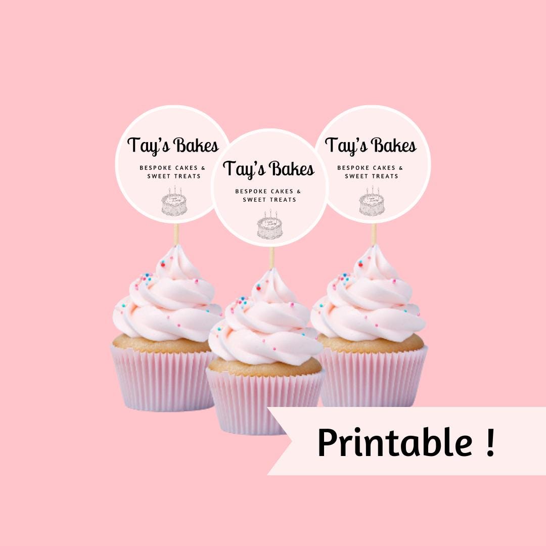 Custom Logo Cupcake Toppers | Company Logo Template | School, Work ...