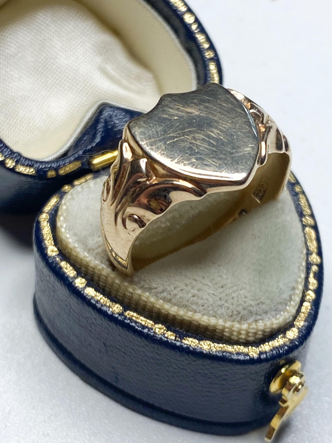 Amazing Signet Shield Vintage 9ct Gold Heavy Cigar Band 1950’s Gents ...