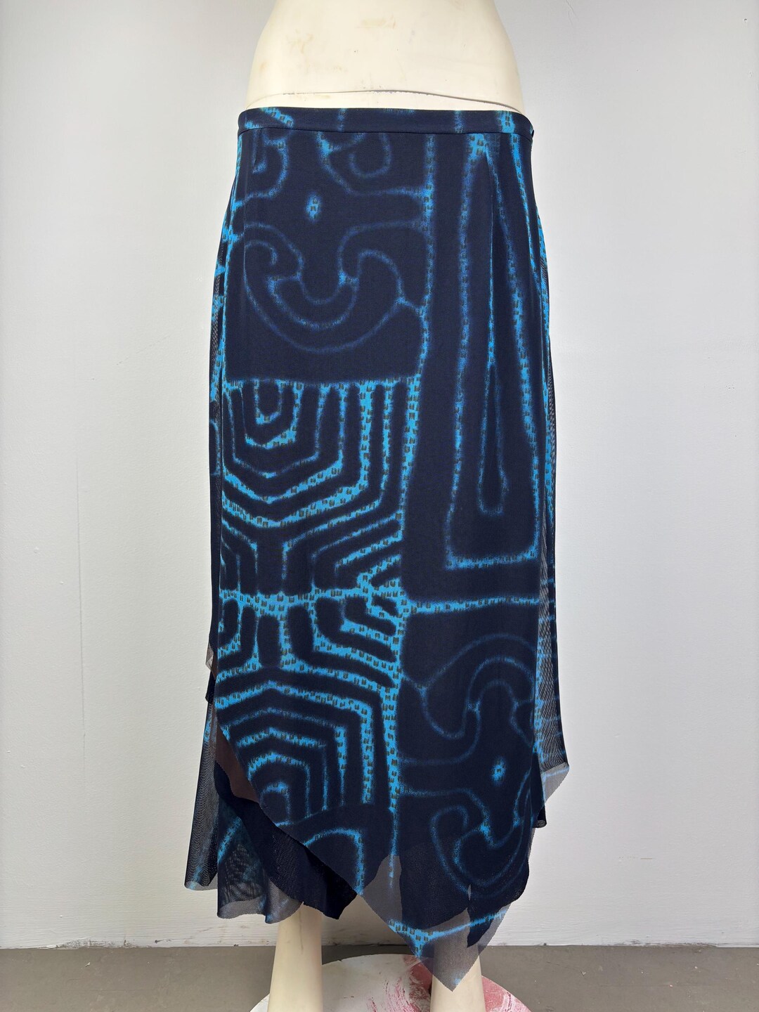 Vintage Early 2000s Mesh Layered Maxi Skirt Asymmetrical Pixie Hem ...