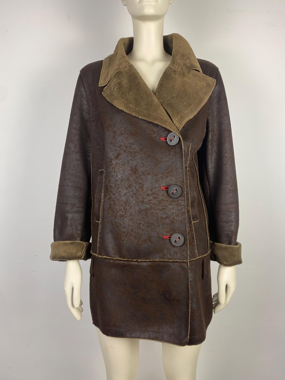 Vintage Cop Copine 2000’s Brown Afghan Style Faix Fur Distressed Brown ...