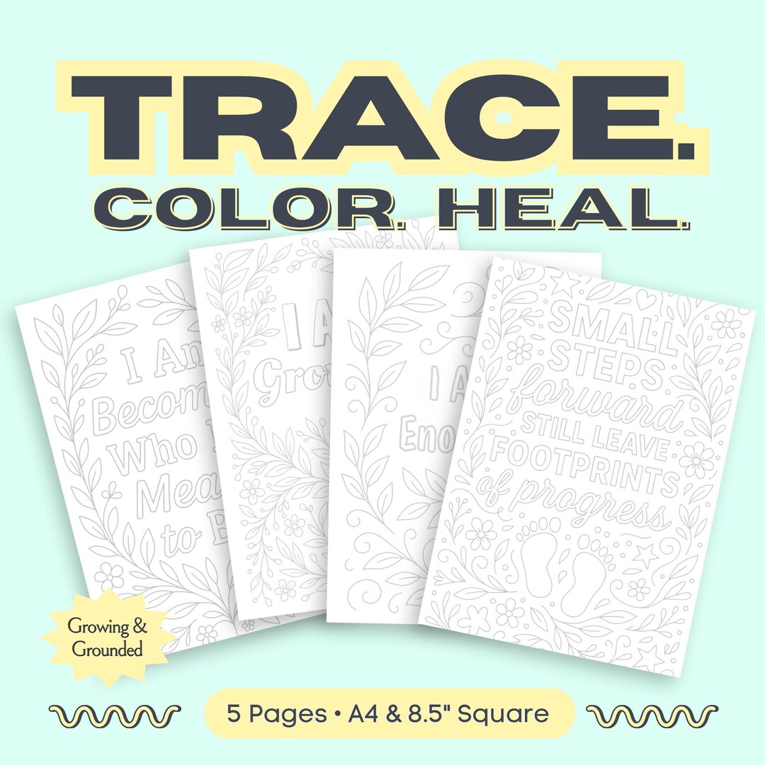 Tracing Affirmation Coloring Pages | Botanical Zen – Growing & Grounded ...